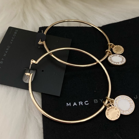 Marc By Marc Jacobs | Jewelry | Nwt Marc Jacobs White Gold Logo Hoop ...